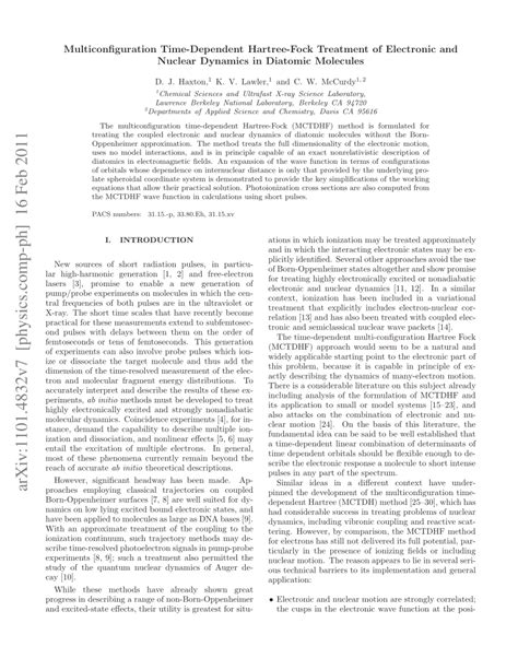Pdf Multiconfiguration Time Dependent Hartree Fock Treatment Of Electronic And Nuclear