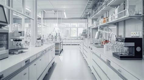 Modern Empty Biological Applied Science Laboratory With Technological Microscopes Glass Test