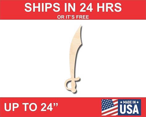 Unfinished Wooden Cutlass Shape Pirates Craft Up To Etsy