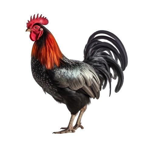 Un Gallo Con Plumas Rojas Y Negras Y Un Gallo Blanco Y Negro Con Una