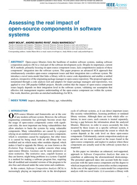 PDF Assessing The Real Impact Of Open Source Components In Software Systems
