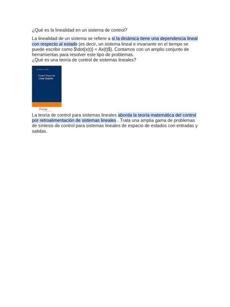 Qué Es La Linealidad En Un Sistema De Control Pdf