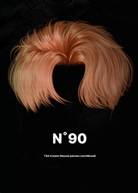 SIMS4 TS4 MoooD Hair N90 VER1 2 New Mesh 72 Swatches HQ Compatible