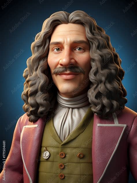 Portrait Of Antonie Van Leeuwenhoek 3d Sculpt Illustration Art Design On Plain White Background
