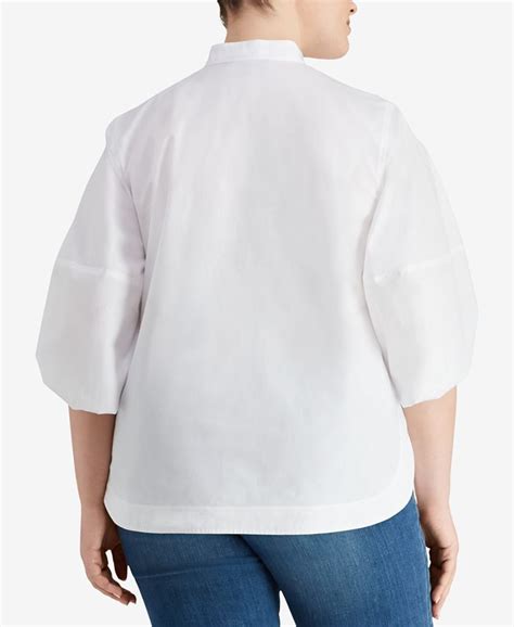 Lauren Ralph Lauren Plus Size Bishop Sleeve Cotton Broadcloth Shirt