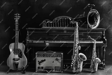 Premium Photo Monochrome Dot Display Of Musical Instruments