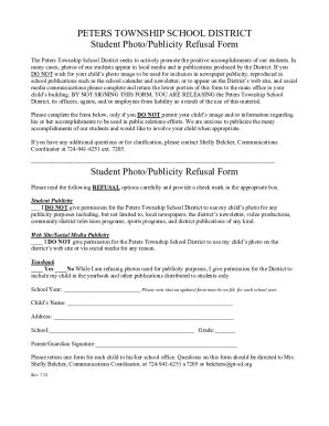 Fillable Online Student Photo REFUSAL Form Fax Email Print PdfFiller