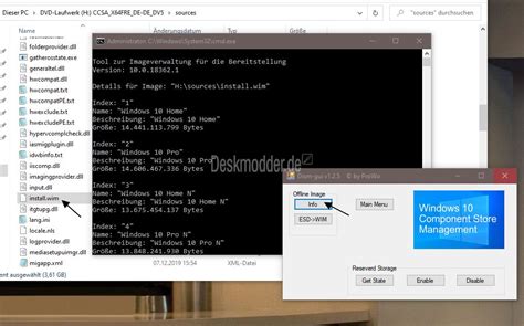 Datei Versionen Der Install Wim Mit DISM Gui Auslesen Windows 10
