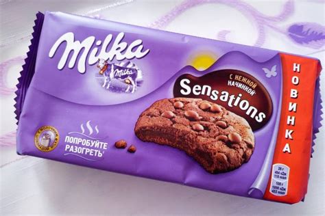 Печенье Милка с кусочками виды Sensations с нежной начинкой Choco