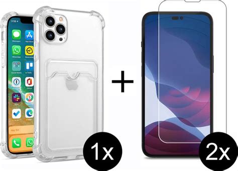 IParadise IPhone Pro Hoesje Met Pasjeshouder Transparant Shock Proof Met Bol