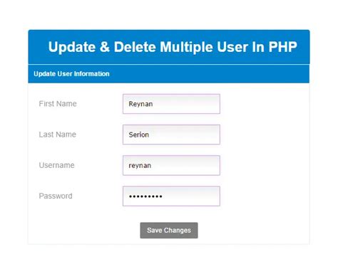 Update And Delete Multiple User Account In PHP SourceCodester