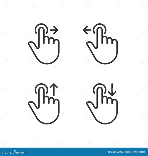 Hold And Move Pixel Perfect Linear Icons Set Stock Vector Illustration Of Screen Finger