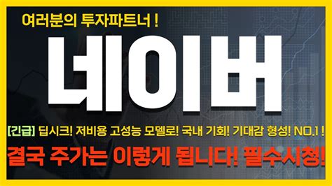 네이버 주가전망 긴급 딥시크 저비용 고성능 모델로 국내 기회 기대감 형성 No1 결국 주가는 이렇게 됩니다