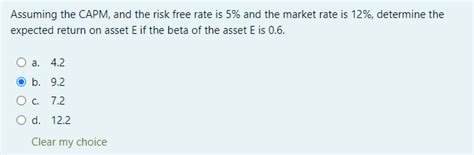 Solved Assuming The CAPM And The Risk Free Rate Is And Chegg