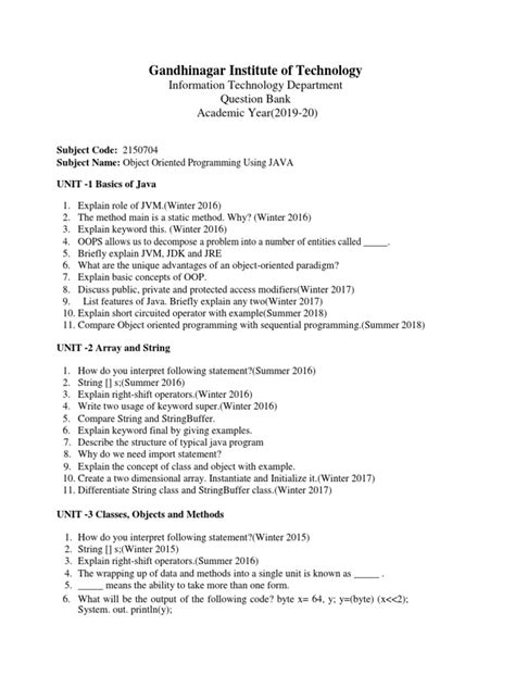Oopj Que Bank Pdf Method Computer Programming Class Computer