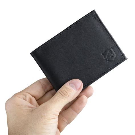 Carteira De Couro Masculina Porta Cartão Ultra Slim Gshield Preto