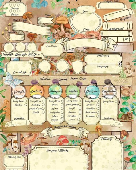 Dnd Printable Character Sheet Dnd Mushrooms Character Sheet Dnd