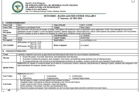 Course Syllabus Math 1 Algebra And Trigonometry Pdf Algebra Mathematics