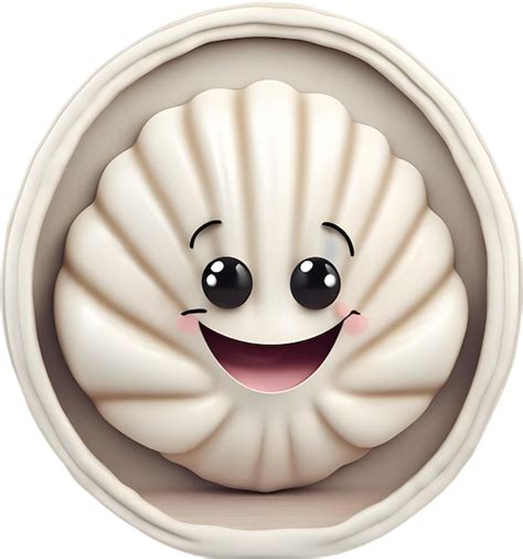 Cute Cartoon Smiling Seashell Icon Premium Ai Generated Psd