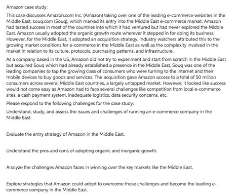 Solved Amazon Case Study This Case Discusses Amazon Chegg