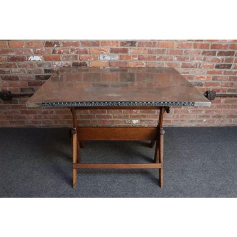 Vintage Industrial Anco Bilt Cast Iron And Oak Drafting Table With