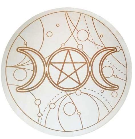 Metaphysical Tools Wood Crystal Grid Triple Moon In 2024 Crystal Grid Sacred Geometric