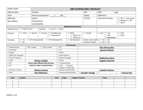 ARD Scheduling Checklist Special Education IEP Management