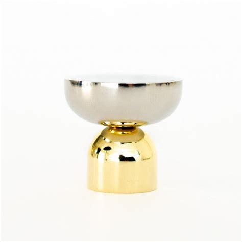 Brass And Nickel Raised Bowl Round Cabinet Knob And Hook Euro • Knobs