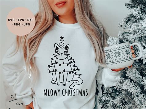Meowy Christmas Christmas Cat Svg Meowy Christmas Svg Cat Ornament