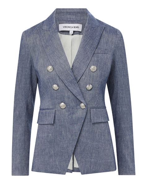 Miller Blue Melange Linen Dickey Jacket Veronica Beard