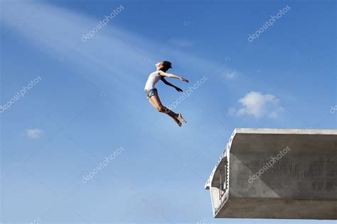Woman Jumping Off Bridge