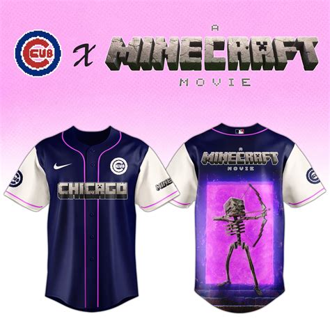 Chicago Cubs Mlb X Skeleton A Minecraft Movie Night Jersey Editions Li
