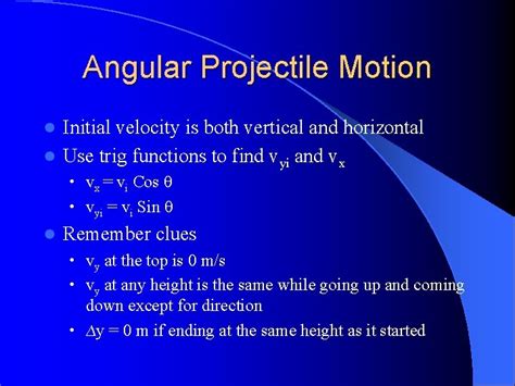 Projectile Motion Horizontal Angular Rules For Projectile Motion