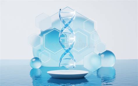 Dna Structure And Water Surface 3d Rendering Stock Illustration