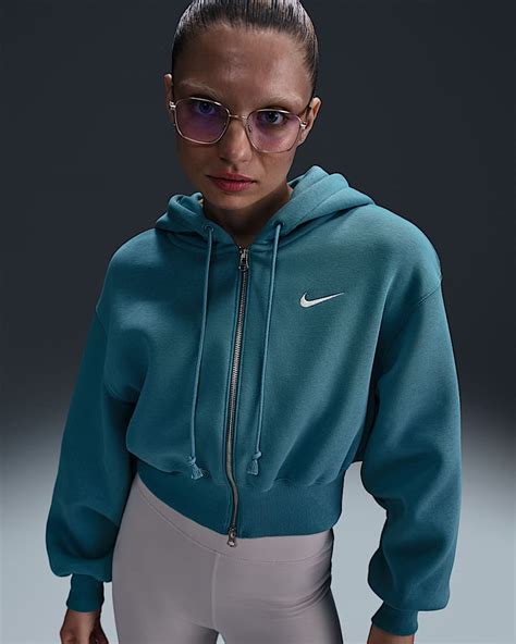 Sudadera Con Gorro Holgada Cropped De Cierre Completo Para Mujer Nike