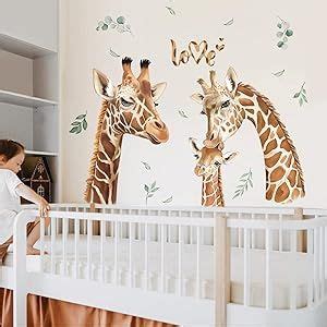Decalmile Muurstickers Dieren Jungle Giraf Muursticker Safari Giraf