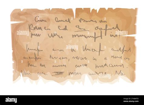 Parchment Paper Torn Pieces Old Sheetwith Unreadble Scrit In Cartoon