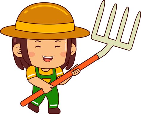 Cute Farmer Girl Cartoon Character 34791808 Vector Art At Vecteezy
