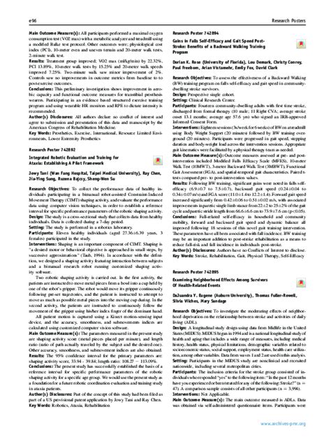 Pdf Gains In Falls Self Efficacy And Gait Speed Post Stroke Benefits