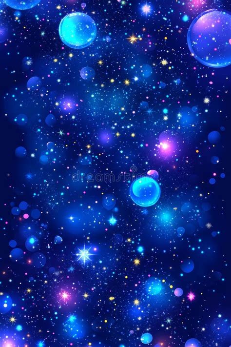 Abstract Blue Bokeh Lights And Bubbles Background Sparkles Festive