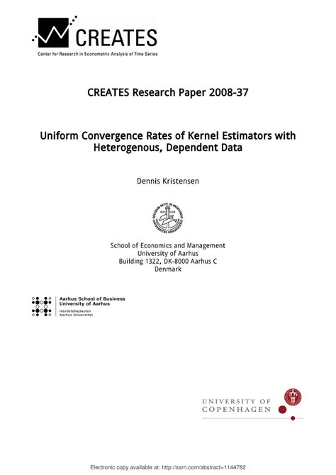 Pdf Uniform Convergence Rates Of Kernel Estimators With Heterogeneous Dependent Data