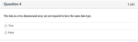 Solved Question 2 1 Pts In A One Dimensional Array One