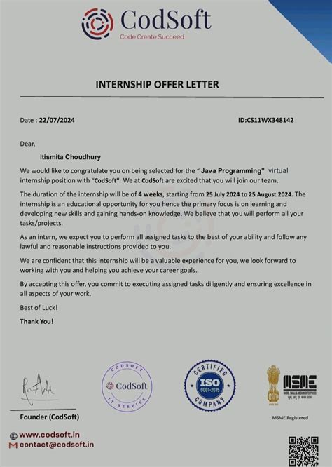 Itismita Choudhury On Linkedin Codsoft Codsoft Intern Javaprogramming