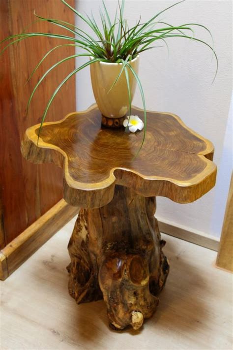 Side Table Solid Wood Teak Tree Trunk Living Room Couch Coffee Table ...