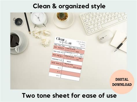 Client Data Sheet Data Tracking Sheet Allied Health Slp Ot