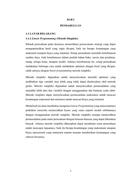 Modul Metode Simpleks Pdf Bisnis Metode And Bahan Ajar