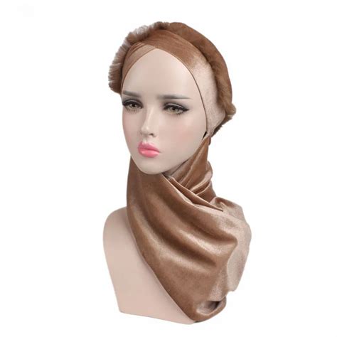 Aliexpress Buy New Velvet Muslim Hat Scarf One Pc Set Rabbit Fur