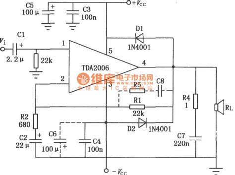 10w Audio Power Amplifier Tda2006 Typical Application Circuit Diagram
