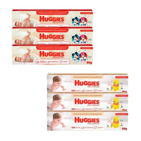 Kit 3 Pomada De Assadura Huggies 80g Supreme Care Puro E Natural