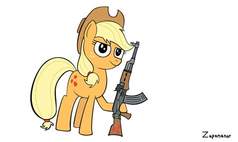 433001 Safe Artistzaponator Derpibooru Import Applejack Ak 47
